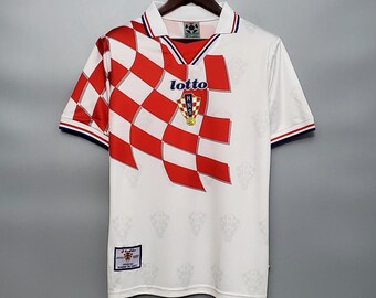 1998 Croatia Home Retro Football Jersey World Cup France 98 Vintage ...
