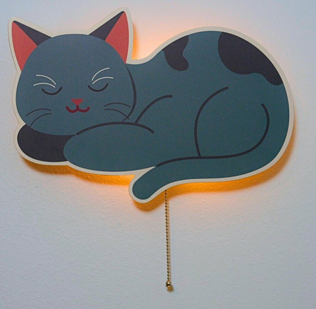 Baby Night Lights for Nursery Floating Cat Wall Lamp Cute Cat Lamp for ...