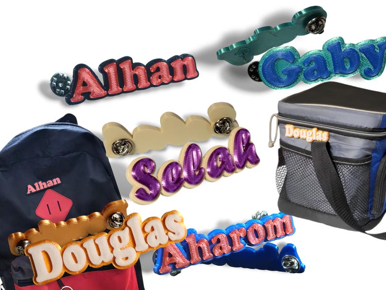 PIN Label Custom 3D Printed Identify Your Bag, Tag, Kids Backpack ...