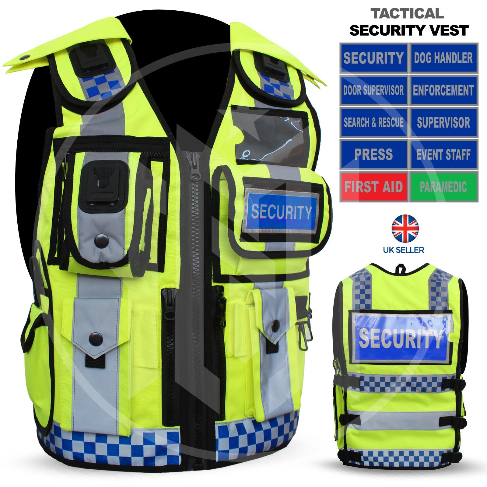 New Tactical Security Vest Hi Viz Dog Handler Vest Enforcement CCTV ...