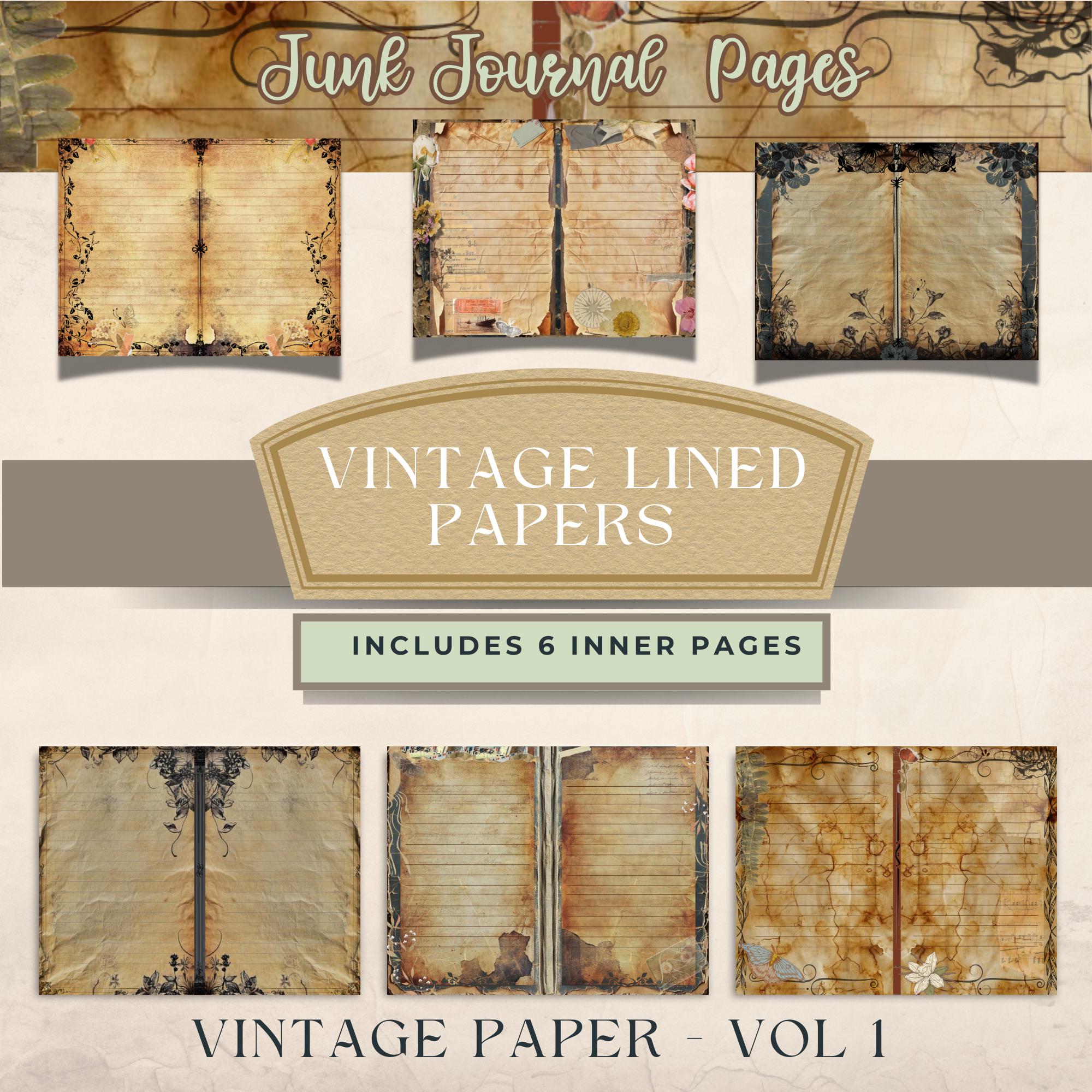 Vintage Lined Journal Paper: Stained Printable Pages (PDF) - Etsy