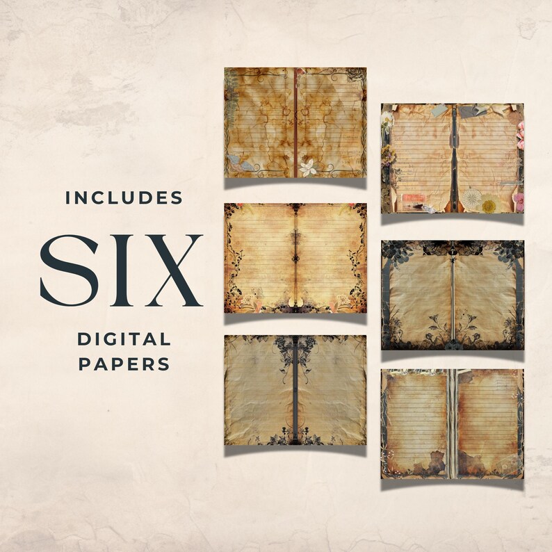 Vintage Lined Journal Paper: Stained Printable Pages (PDF) - Etsy