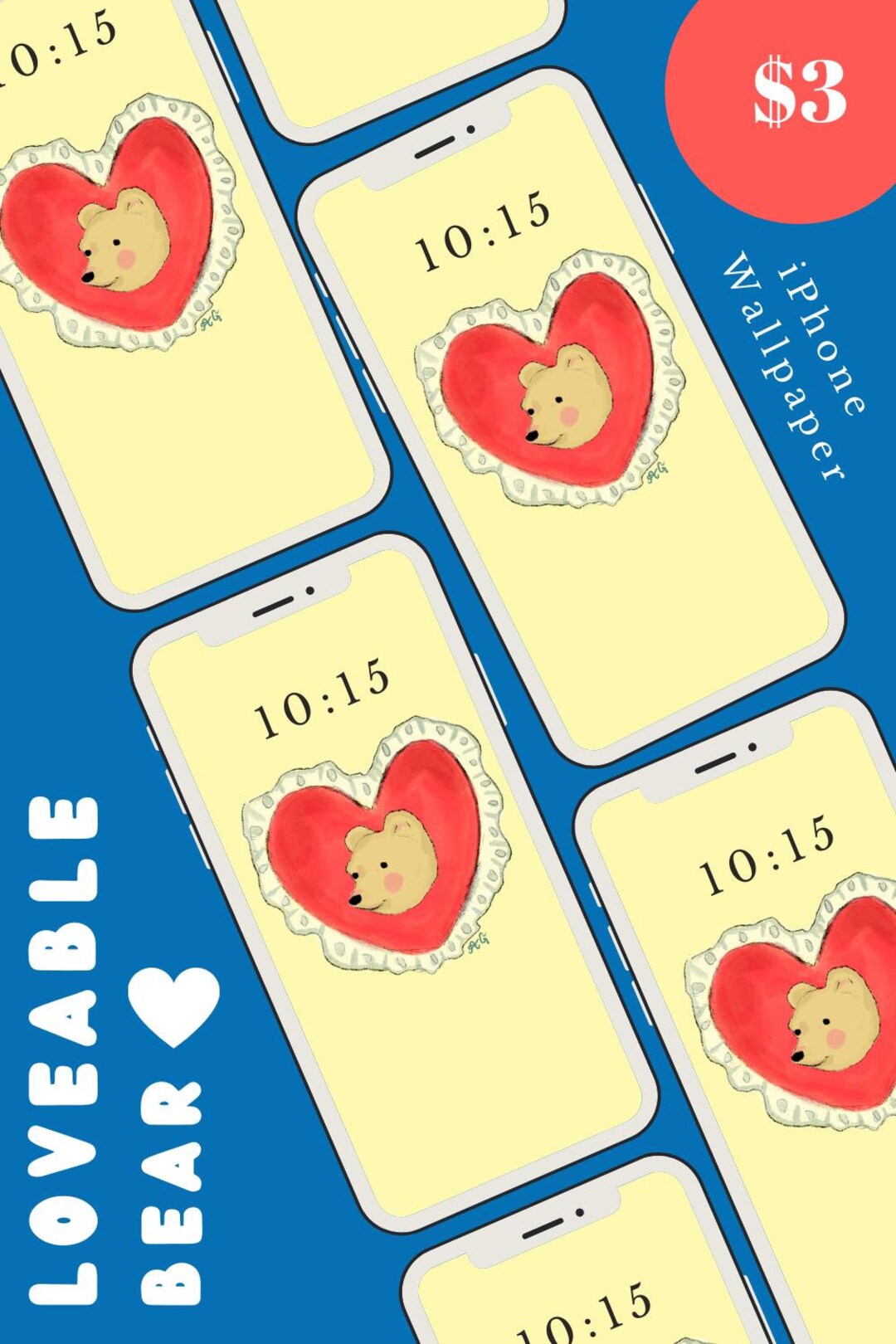 Loveable Bear Downloadable iPhone Wallpaper - Etsy