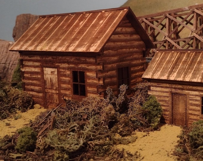 HO Scale (1/87) Hico Log Cabin Miniature Model Old West Built to Order ...