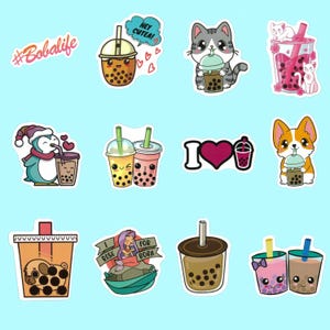 Boba Bubble Tea 45 Pc Sticker Pack, Funny Bubble Tea Stickers, Teachers ...