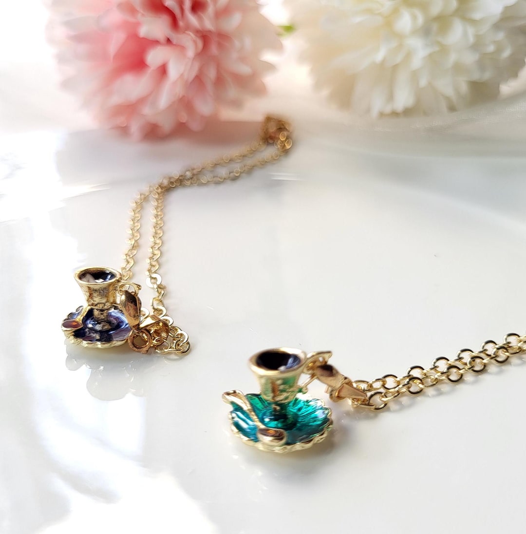 Mini Teacup Necklace, Cute Dainty Jewelry, Small Pendant, High Tea, Tea ...