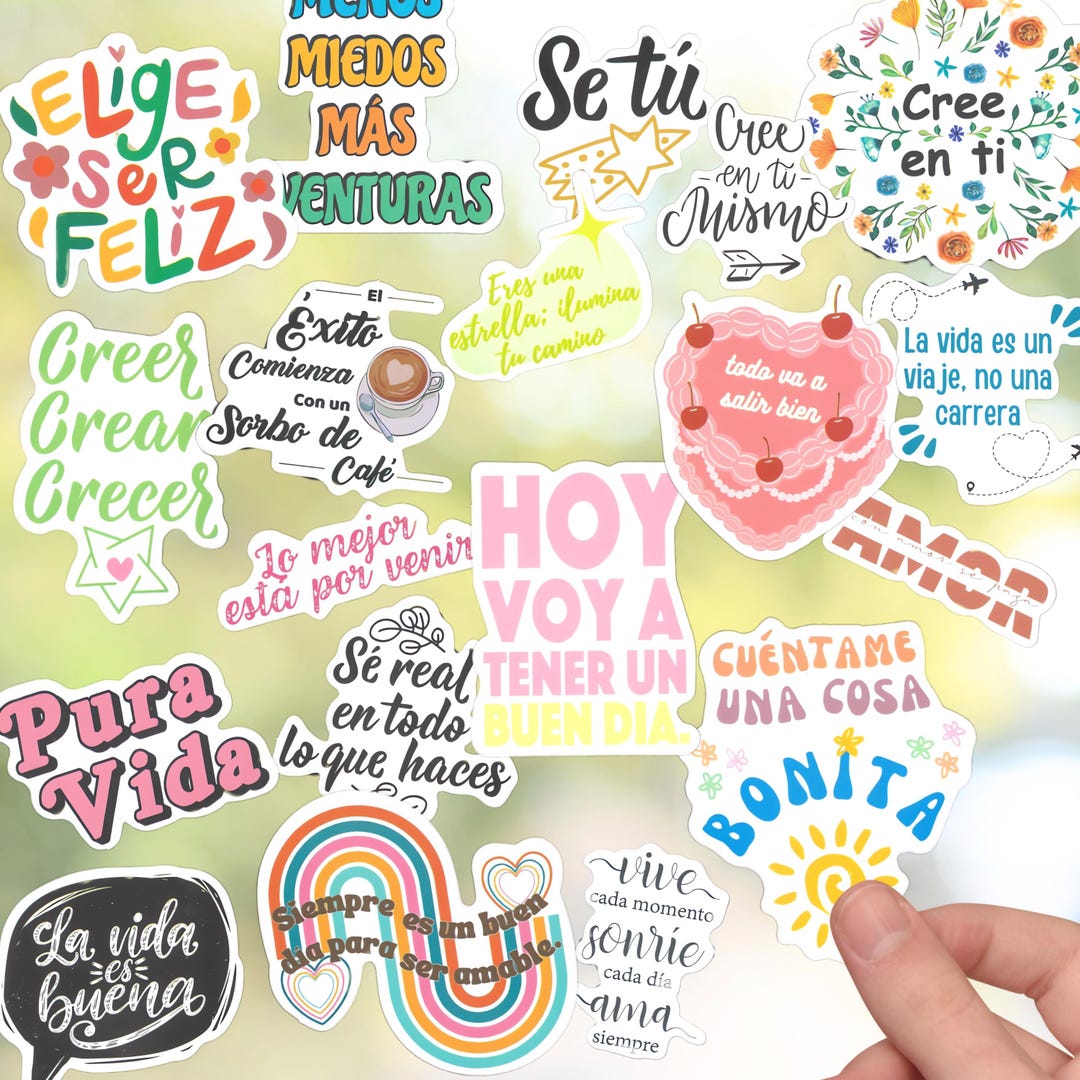 45 Pc Spanish Motivational Stickers Pack, Affirmation Decals, Flowers ...