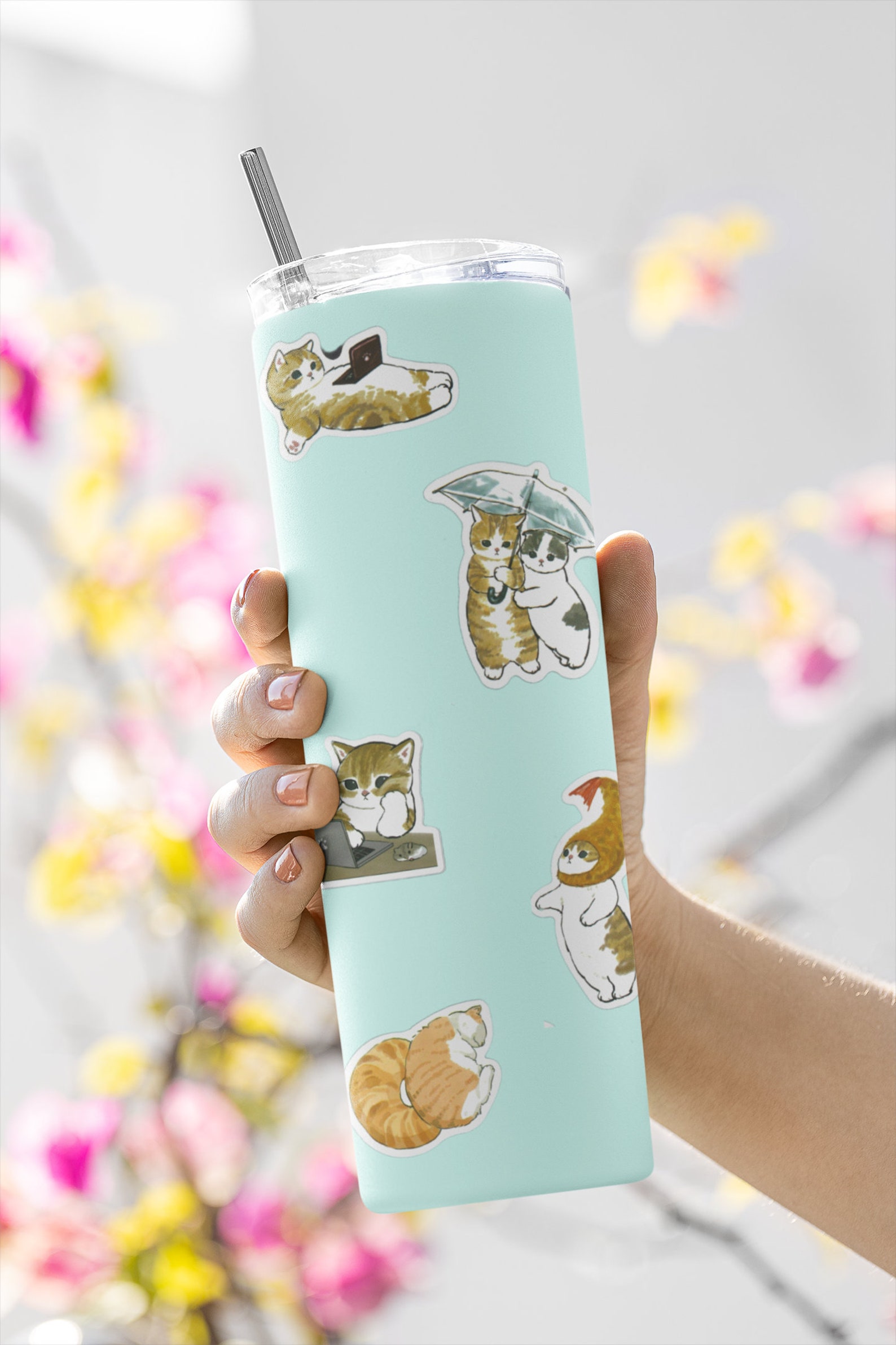Cute Cat in Action, 30 Pc Sticker Pack, Kawaii Funny Stickers, Teachers ...