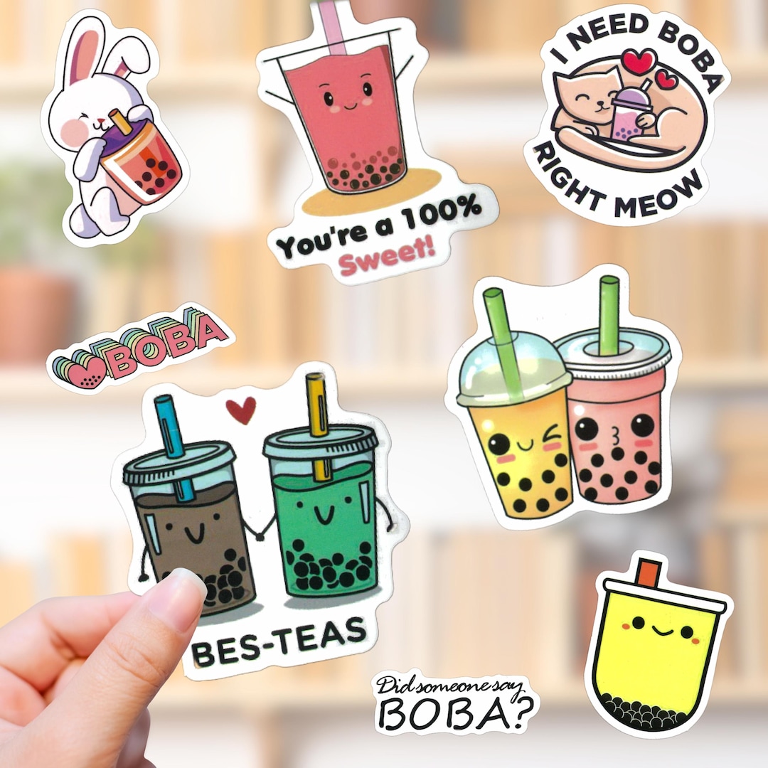 Boba Bubble Tea 45 Pc Sticker Pack, Funny Bubble Tea Stickers, Teachers ...