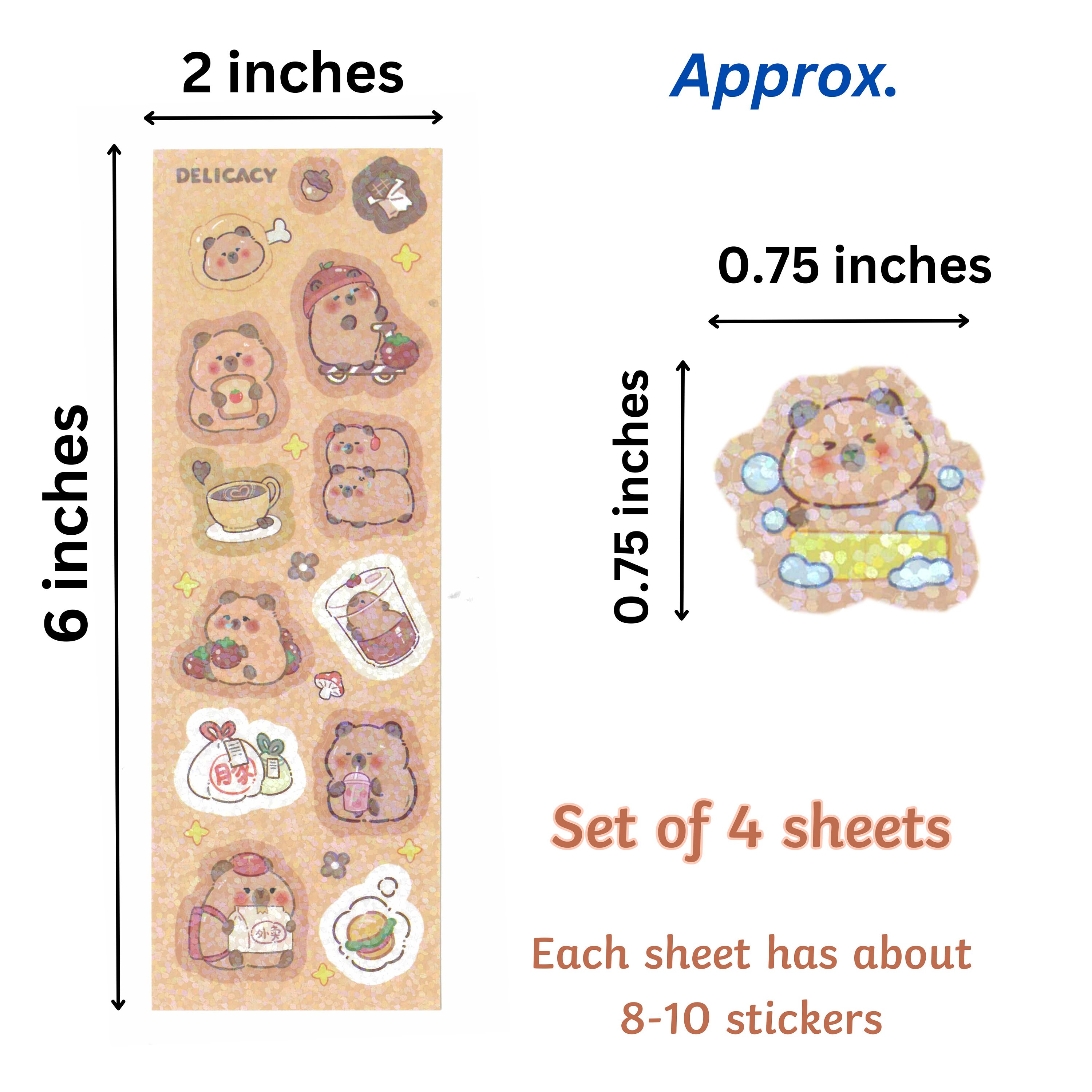 Shimmer Capybara Stickers, 4 Sheets Set, Capybara Lover Gift, Animal ...