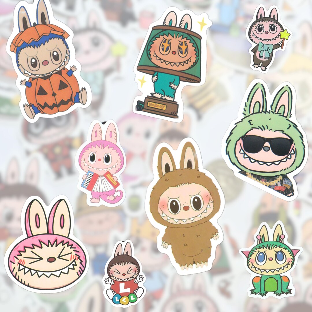 Cute Labubu 50 Pc Stickers Pack, Grape Lychee Toffee Soy Monsters ...