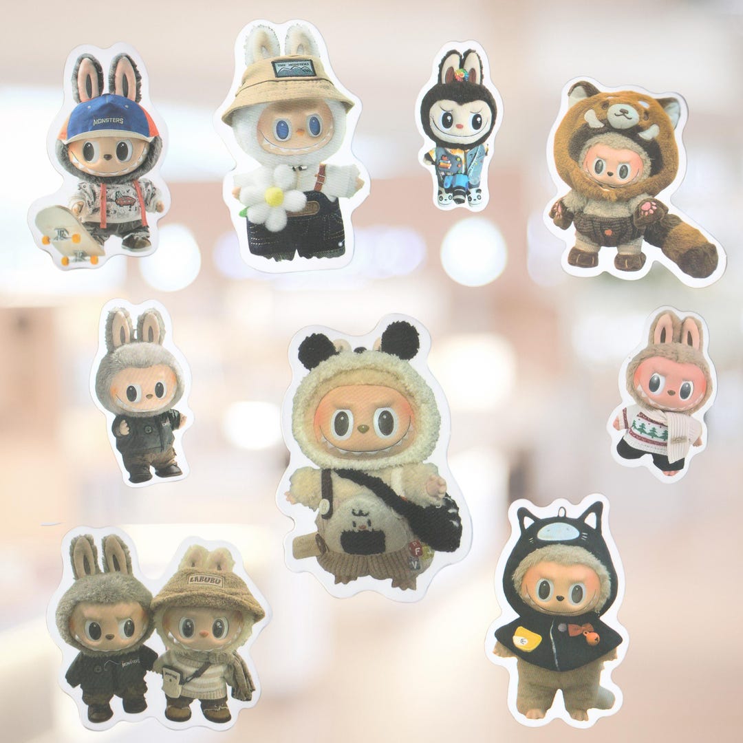 Labubu Doll 45 Pc Stickers Pack, Grape Lychee Toffee Soy Monsters ...