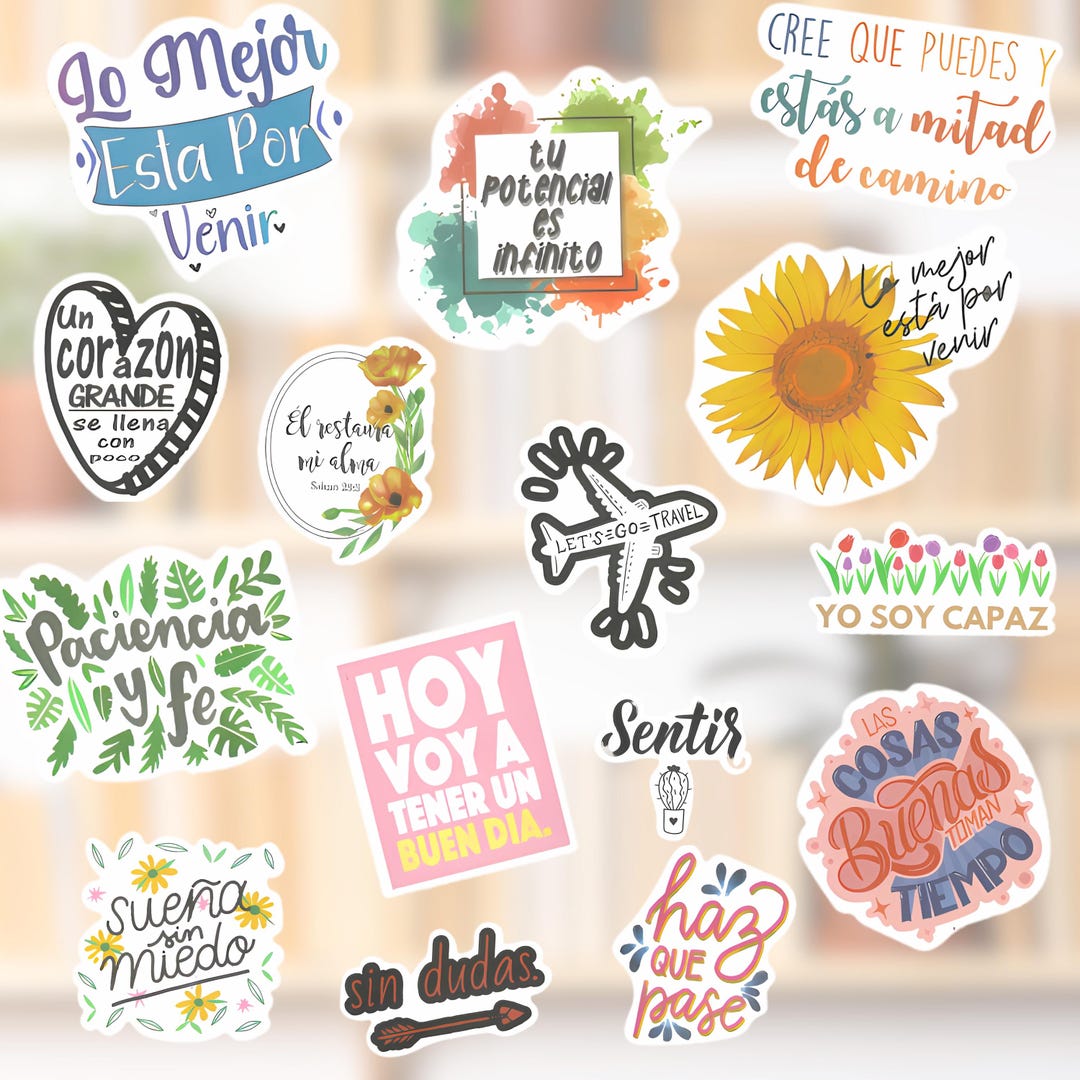 45 Pc Spanish Affirmation Stickers Pack, Motivation Decals, Flowers ...