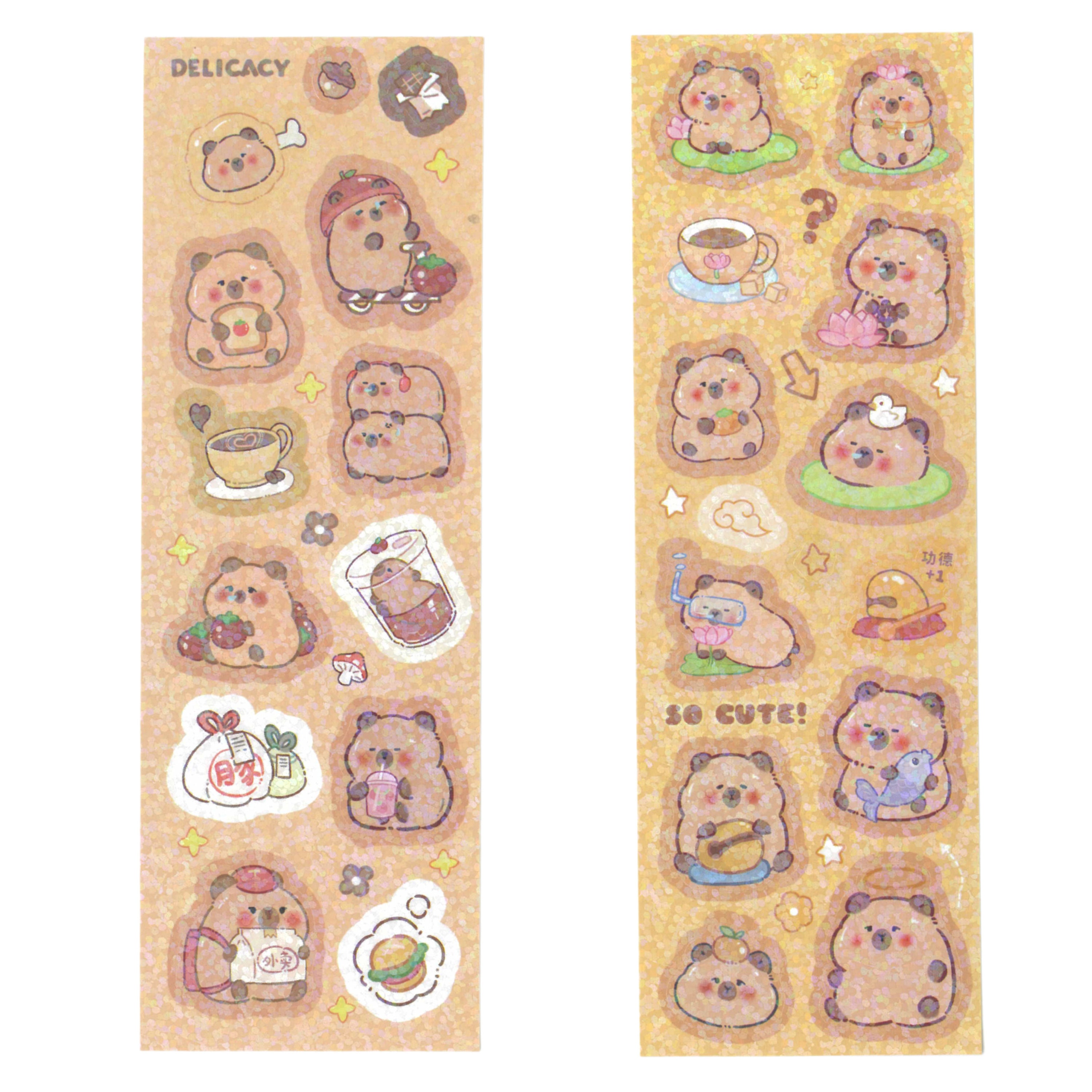 Shimmer Capybara Stickers, 4 Sheets Set, Capybara Lover Gift, Animal ...