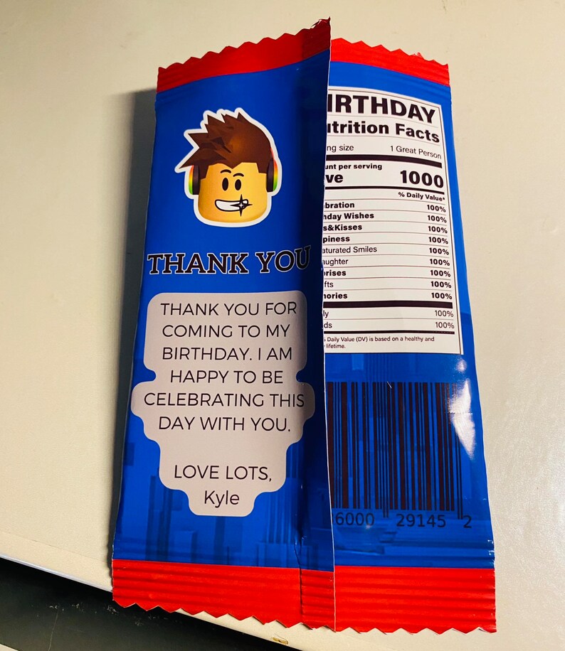 Editable Roblox Chip Bag Design for Party Favors, Giveaways, Souvenirs ...