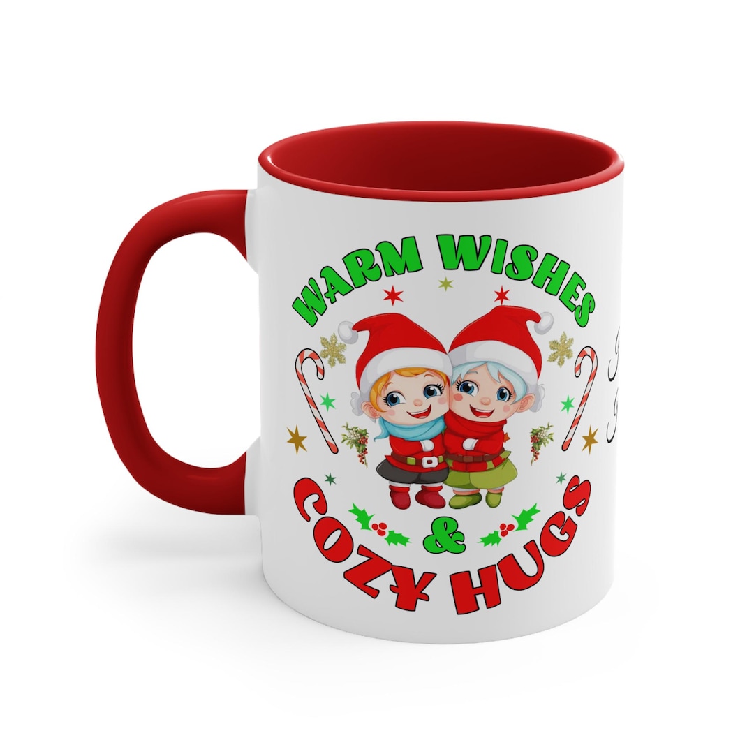 Christmas Elves Warm Wishes Cozy Hugs Coffee Mug, Cute Holiday Coffee ...