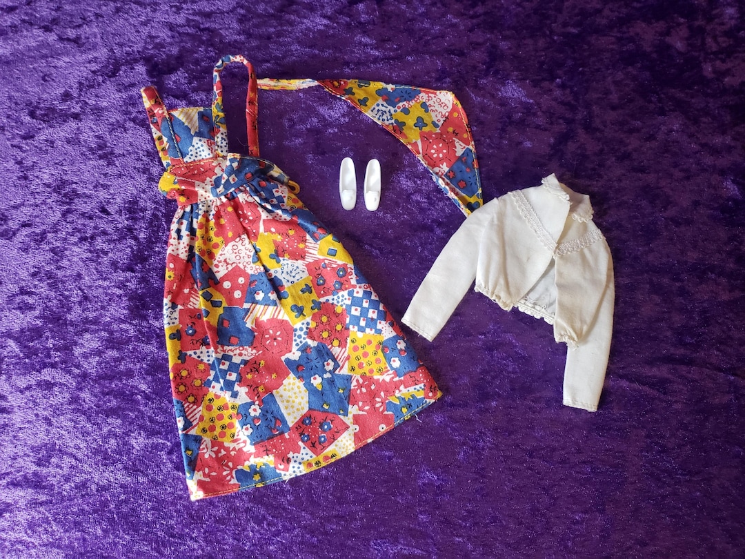 Vintage 1975 #7423 Barbie Multicolor Patchwork Dress, Shirt, Kerchief ...