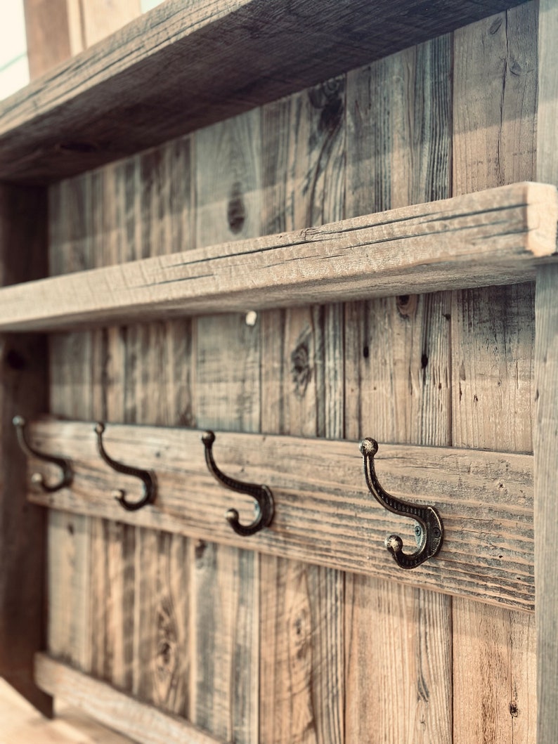 HAT/COAT RACK - Reclaimed Barnwood Wall Unit - Etsy
