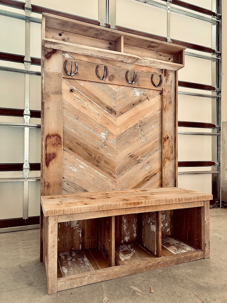 ENTRY BENCH With Shoe Cubbies and Hooks - Etsy