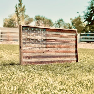 LARGE BARNWOOD FLAG - Rustic Solid Wood American Flag - Etsy