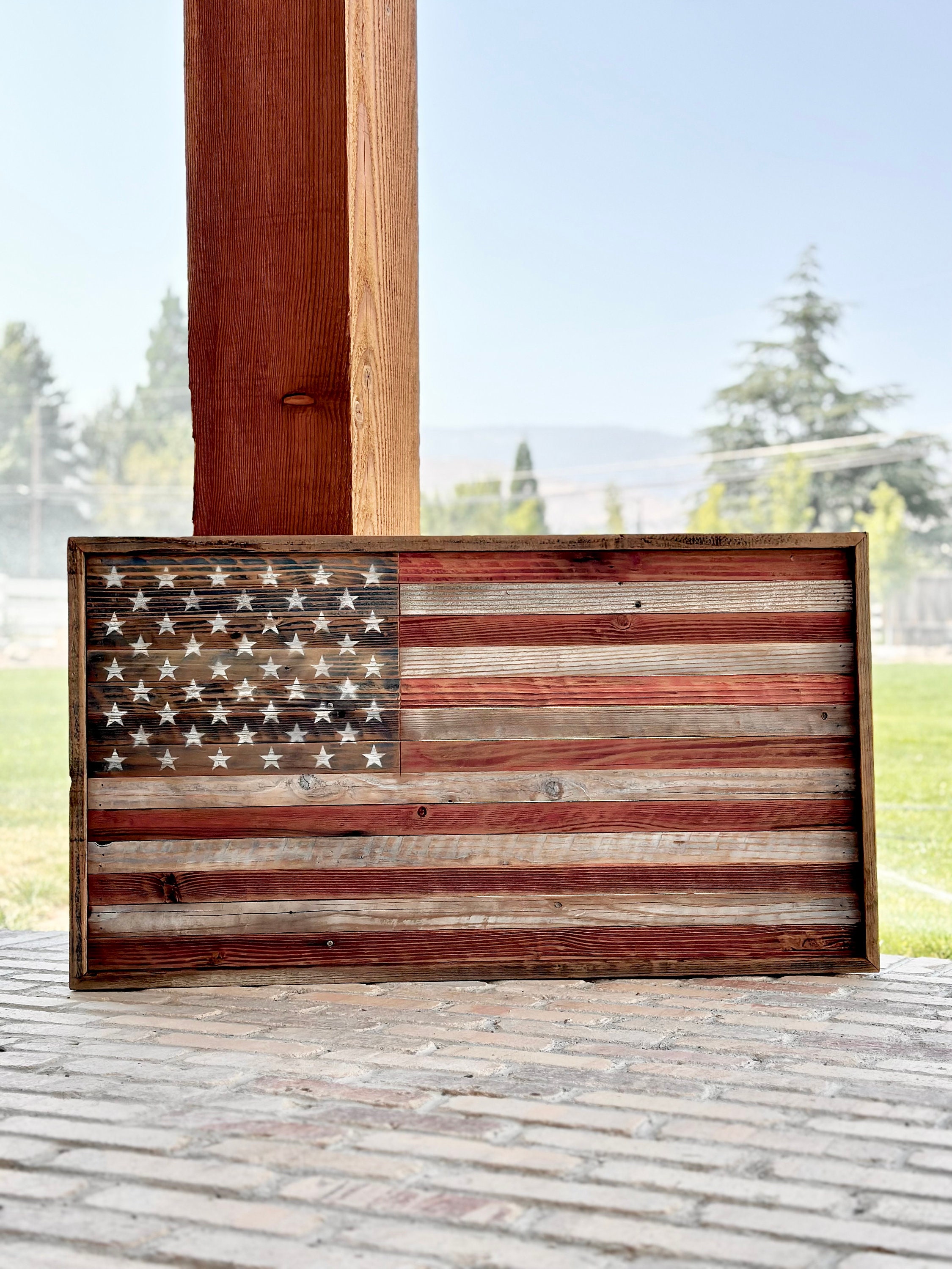 LARGE BARNWOOD FLAG - Rustic Solid Wood American Flag - Etsy