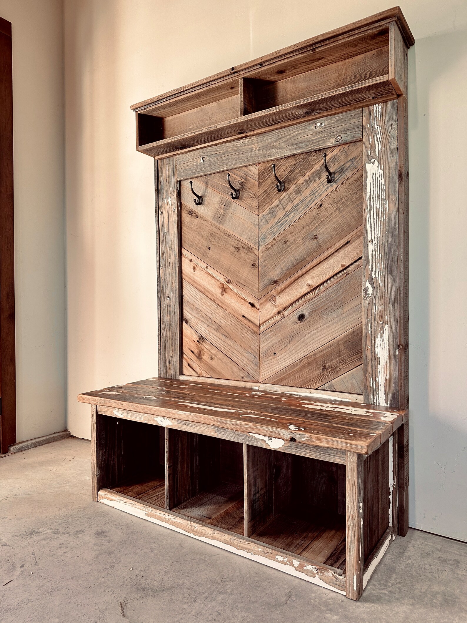ENTRY BENCH With Shoe Cubbies and Hooks - Etsy