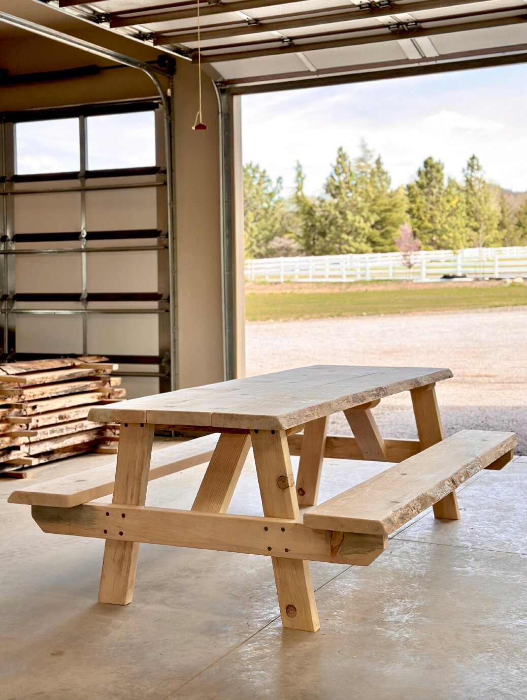 Live Edge Solid Wood Picnic Table - Etsy