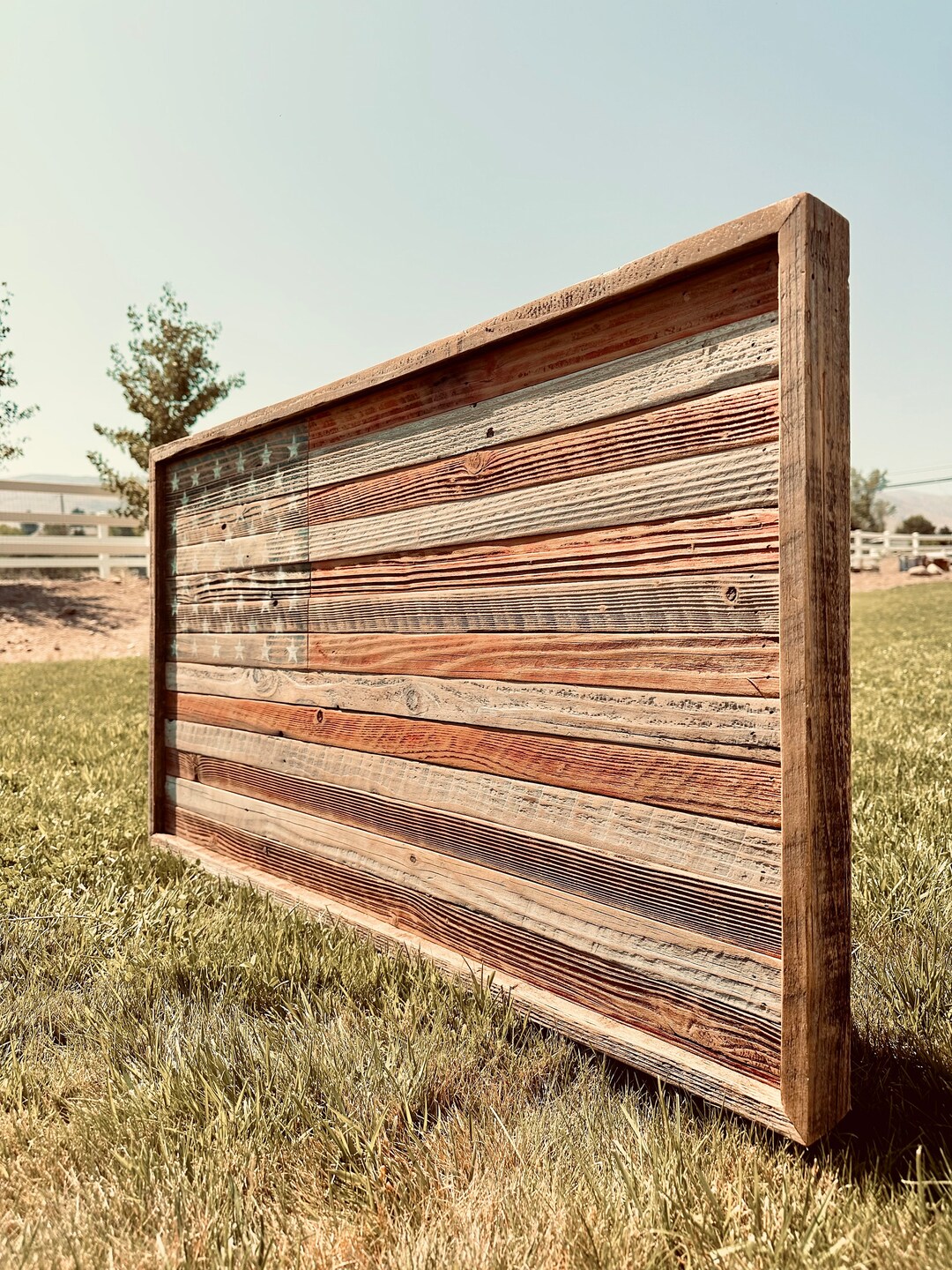 LARGE BARNWOOD FLAG - Rustic Solid Wood American Flag - Etsy