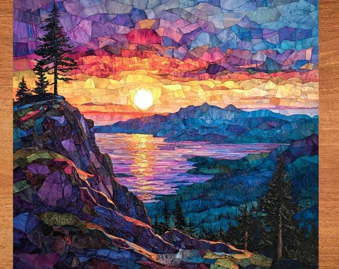 Smoky Mountain Sunrise Ceramic Tile Art Book Nook Bookshelf Coffee ...
