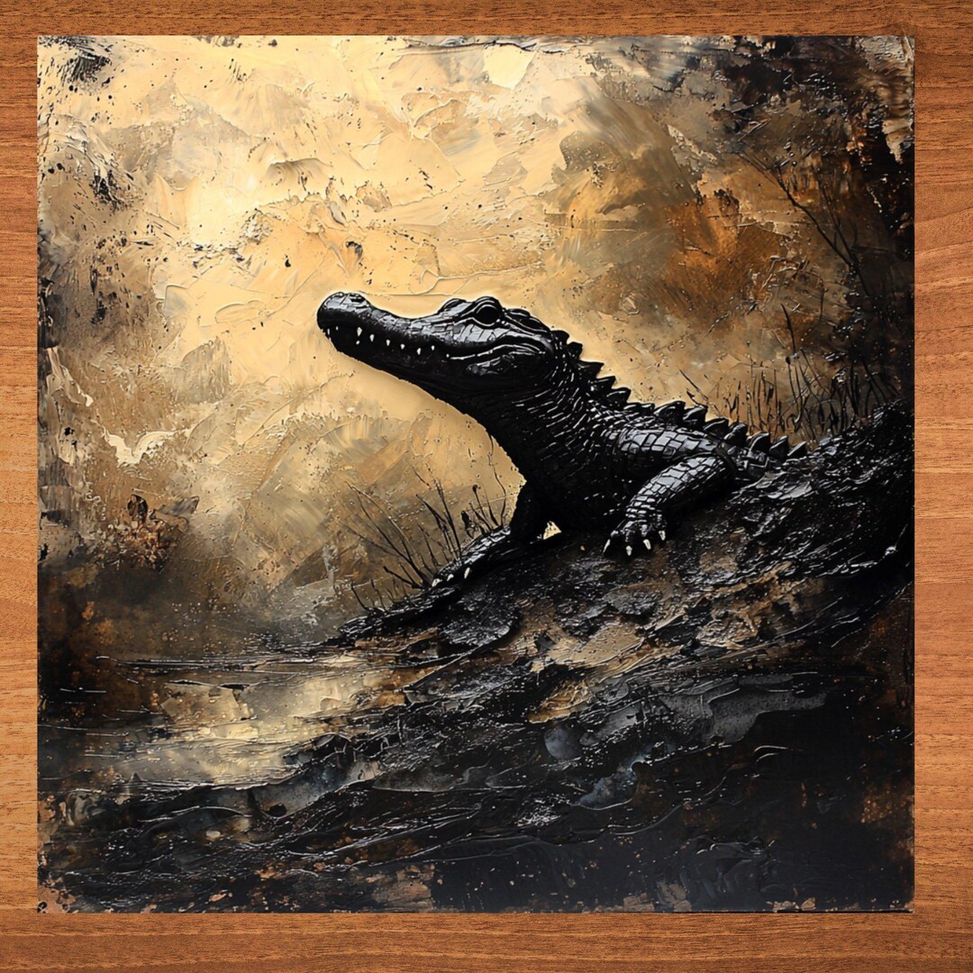 Crocodile Outdoorsman Decor Ceramic Art Tile Wall Art for Man Cave Gift ...