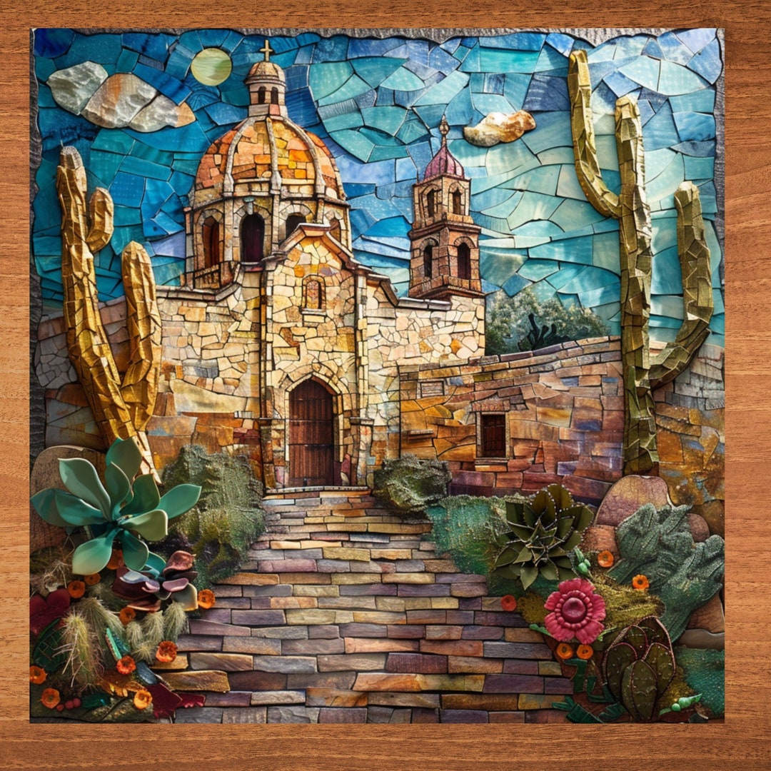 San Antonio Missions Glossy Ceramic Tile Art Gift for Nature Park Lover ...