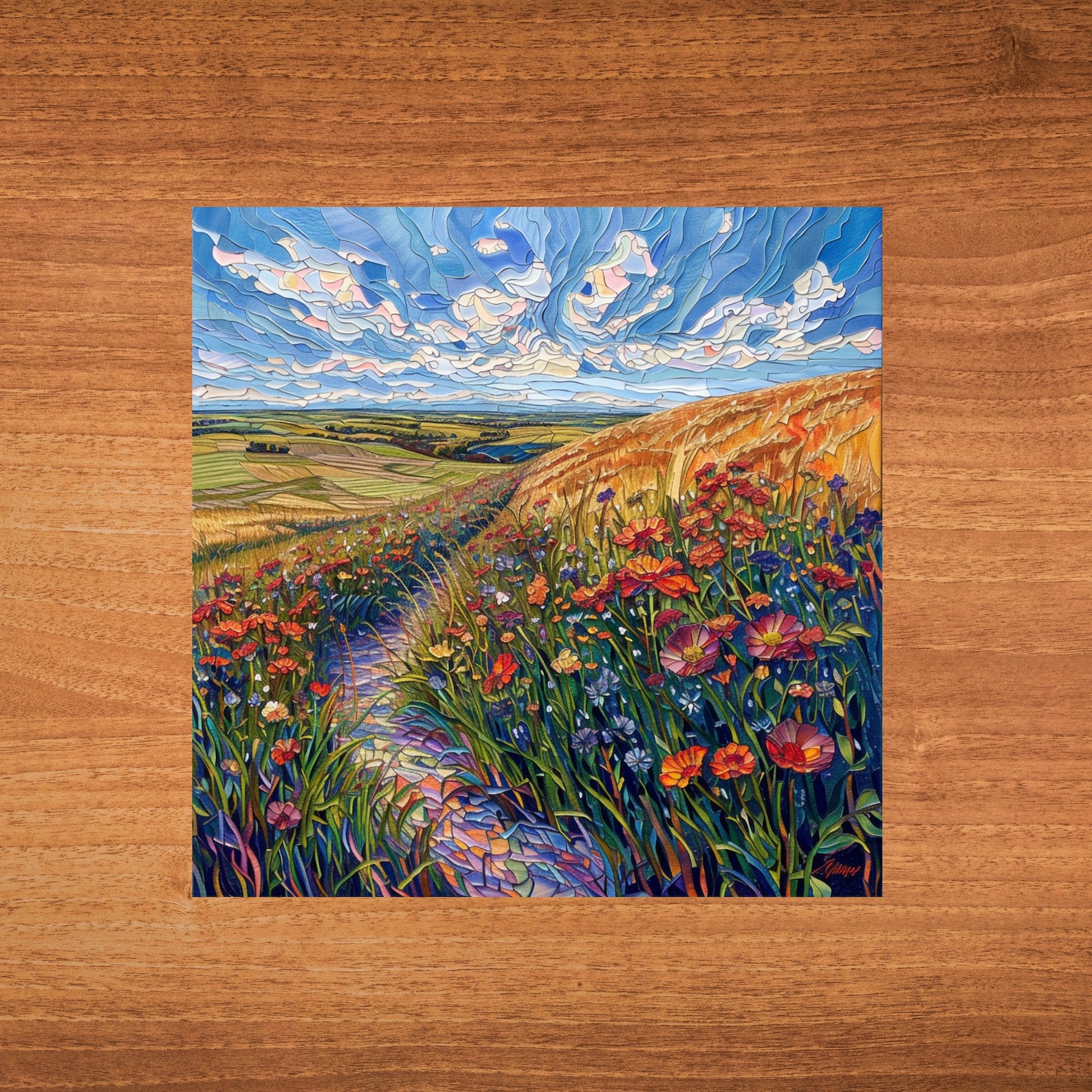 Tallgrass Prairie Glossy Ceramic Tile Art Gift for Nature Park Lover ...