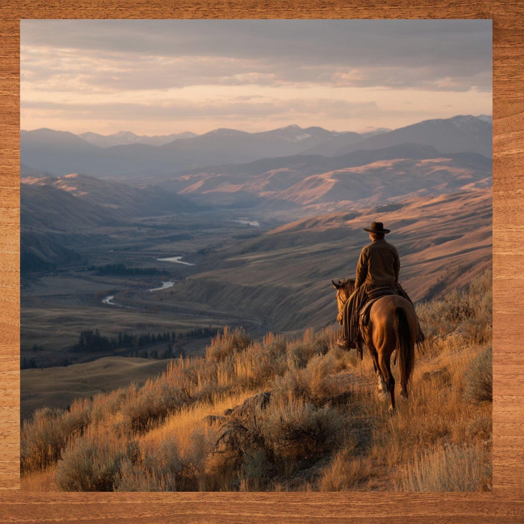 Cowboy and His Horse Western Art Ceramic Fine Art Tile Montana Cowboy ...
