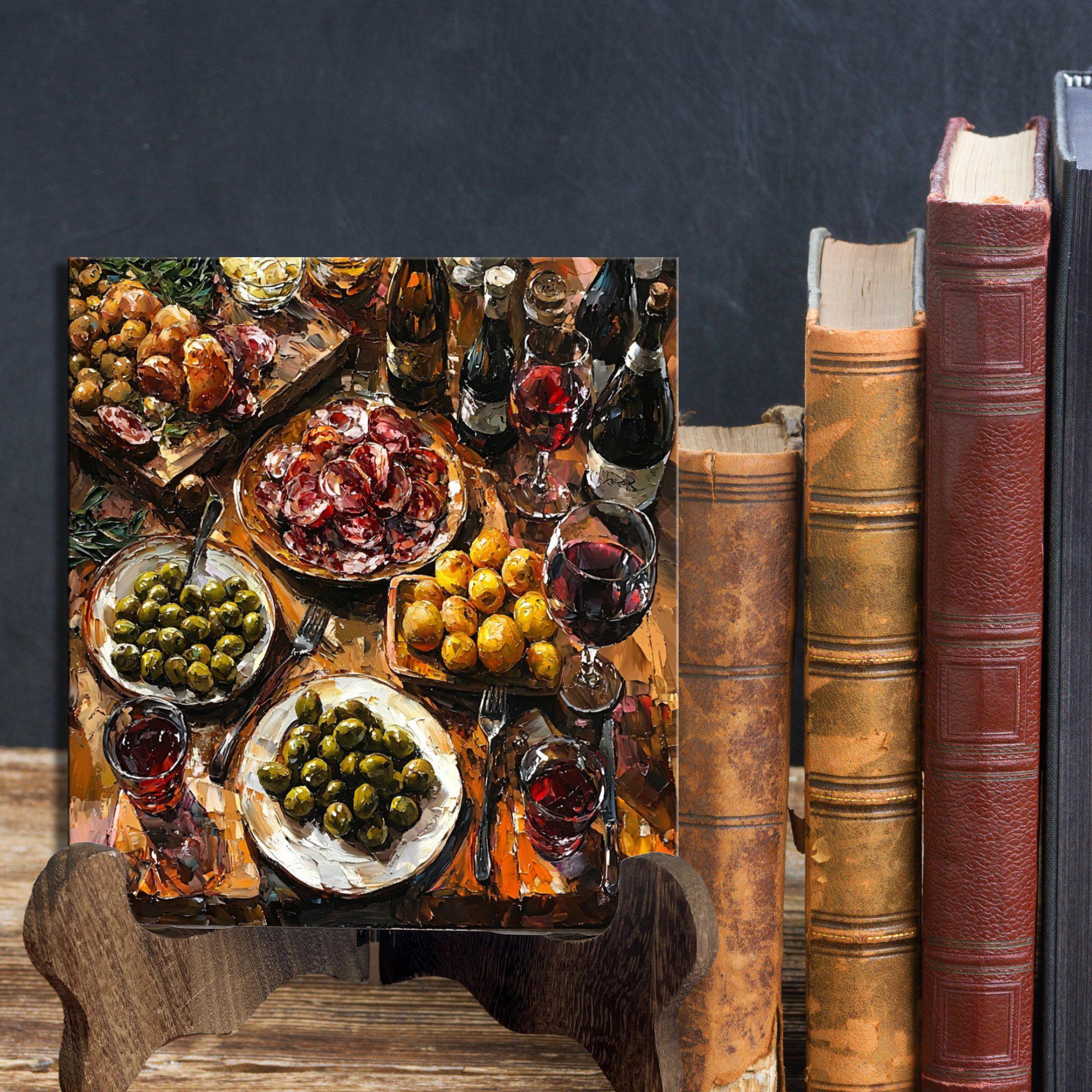 Tapas Table Spain Ceramic Art Tile Wall Decor Gift for Spanish Lover ...