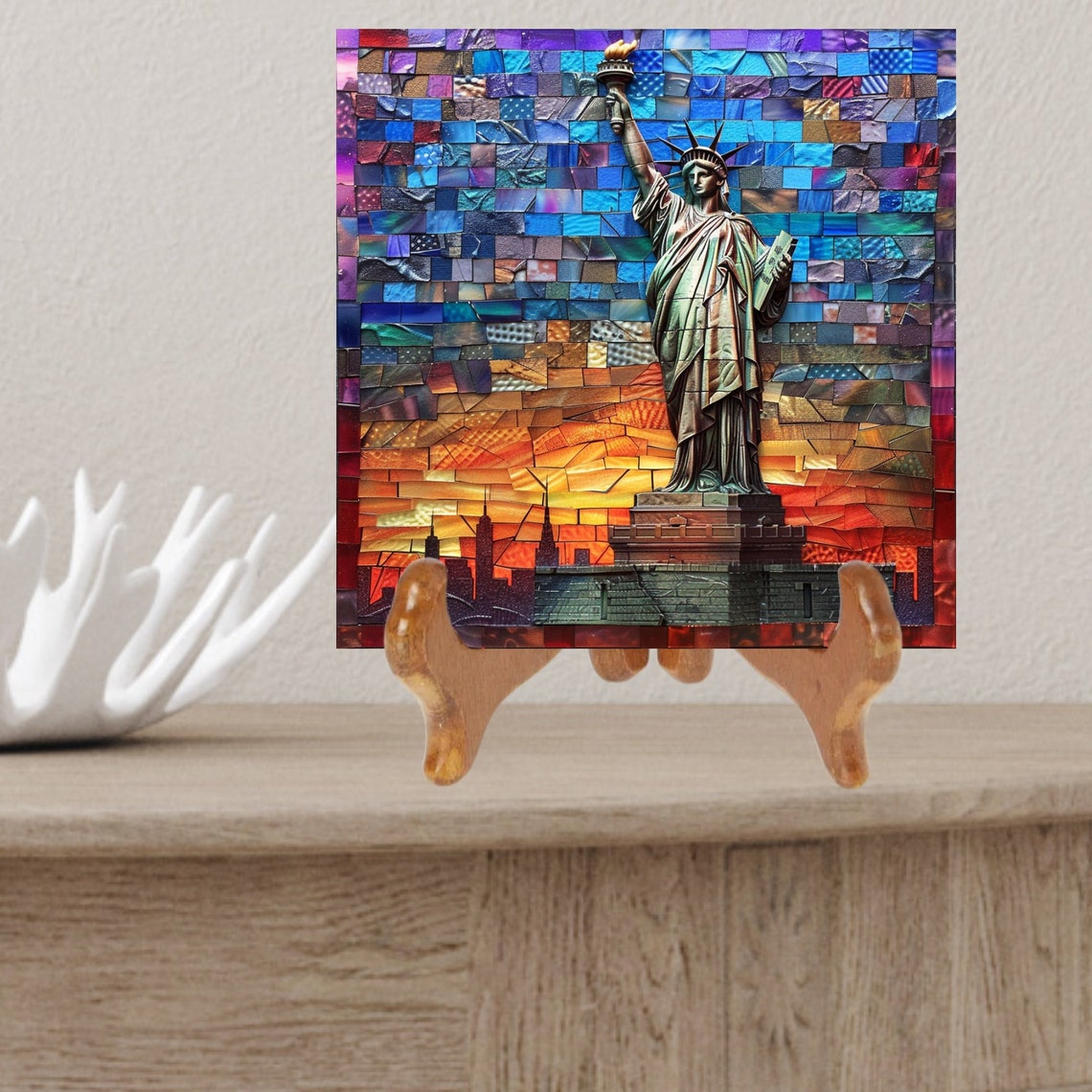 Statue of Liberty Glossy Ceramic Tile Art Gift for Nature Park Lover ...
