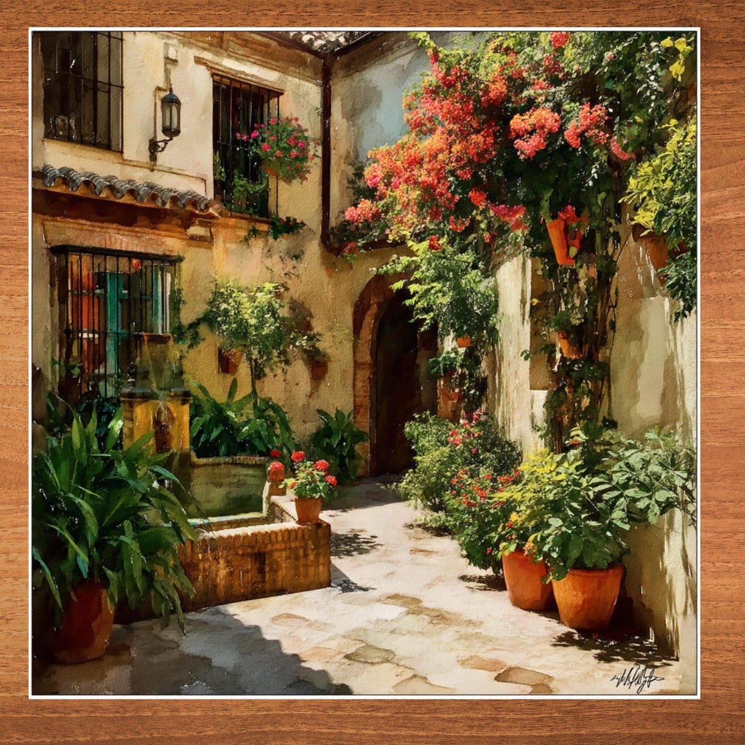 Andalusian Courtyards Cordoba Spain Ceramic Art Tile Wall Decor Size ...