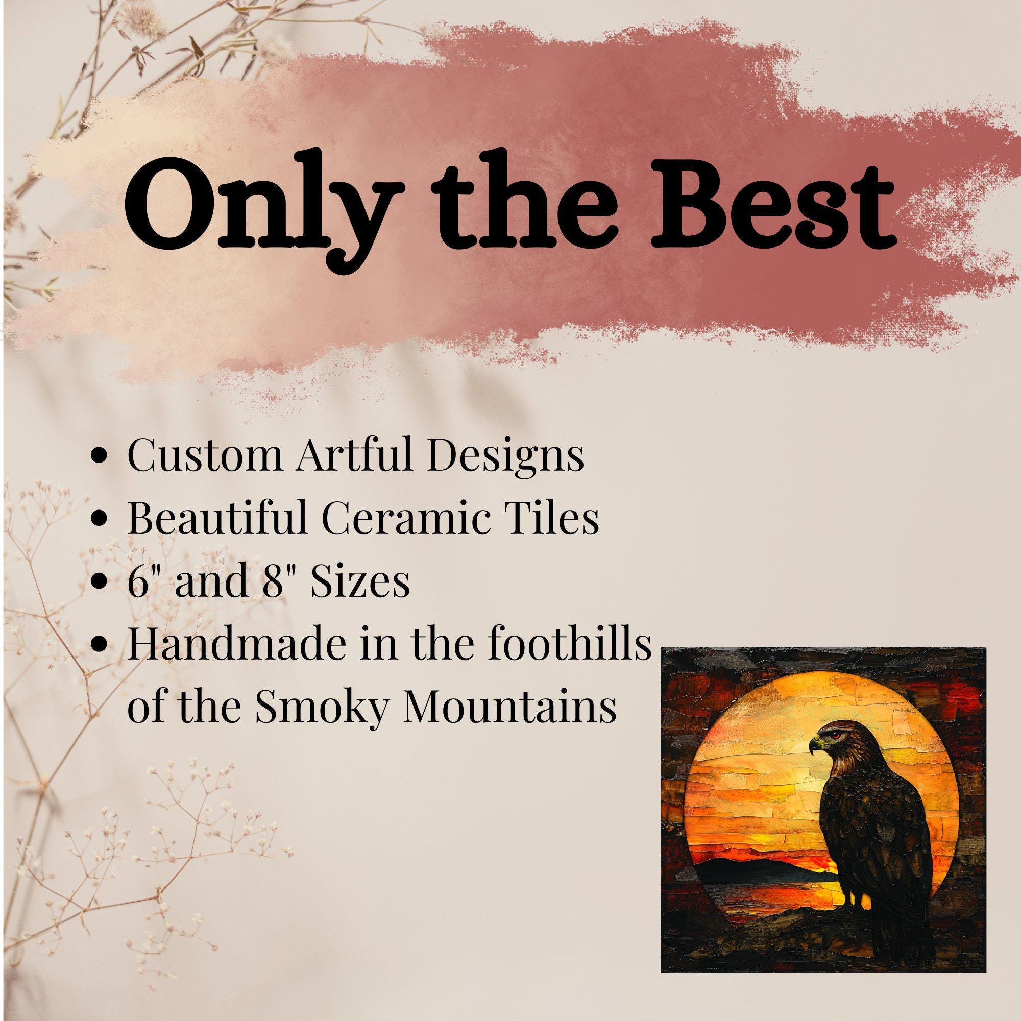 Hawk Red-tailed Hawk Outdoorsman Decor Ceramic Art Tile Wall Art for ...