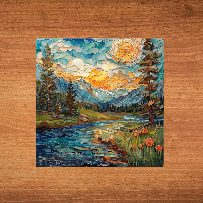 Yellowstone National Park Glossy Ceramic Tile Art Gift for Nature Park ...