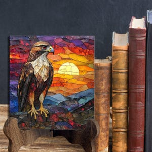 Hawk Red-tailed Hawk Outdoorsman Decor Ceramic Art Tile Wall Art for ...