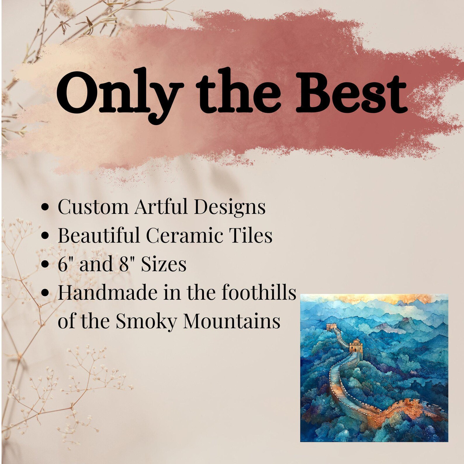 Great Wall Ceramic Art Tile Beautiful Vista Gift for Traveler Nature ...