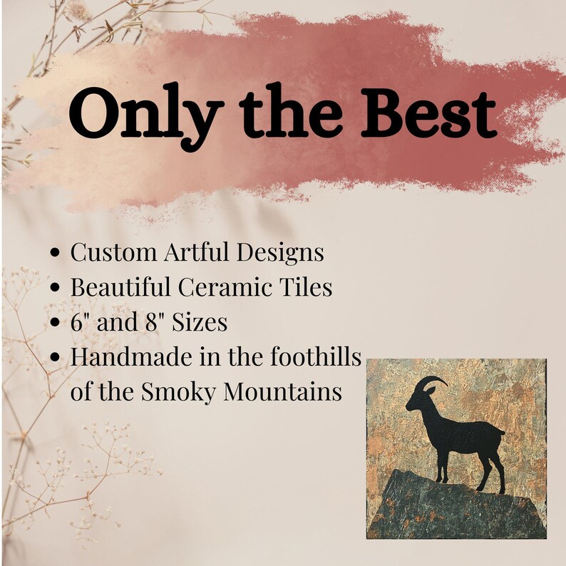 Mountain Goat Outdoorsman Decor Ceramic Art Tile Wall Art for Man Cave ...