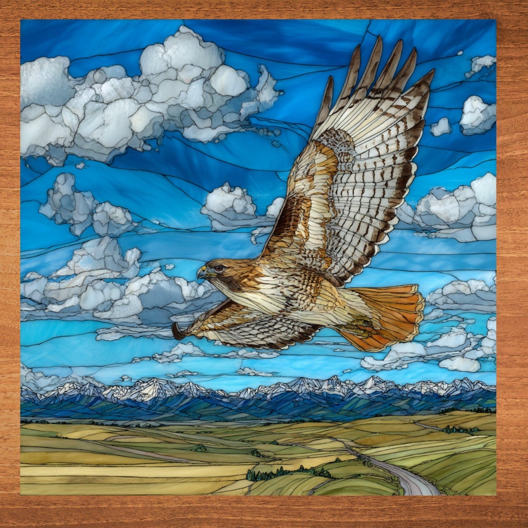 Red Tailed Hawk Western Art Ceramic Fine Art Tile Montana Cowboy Decor ...
