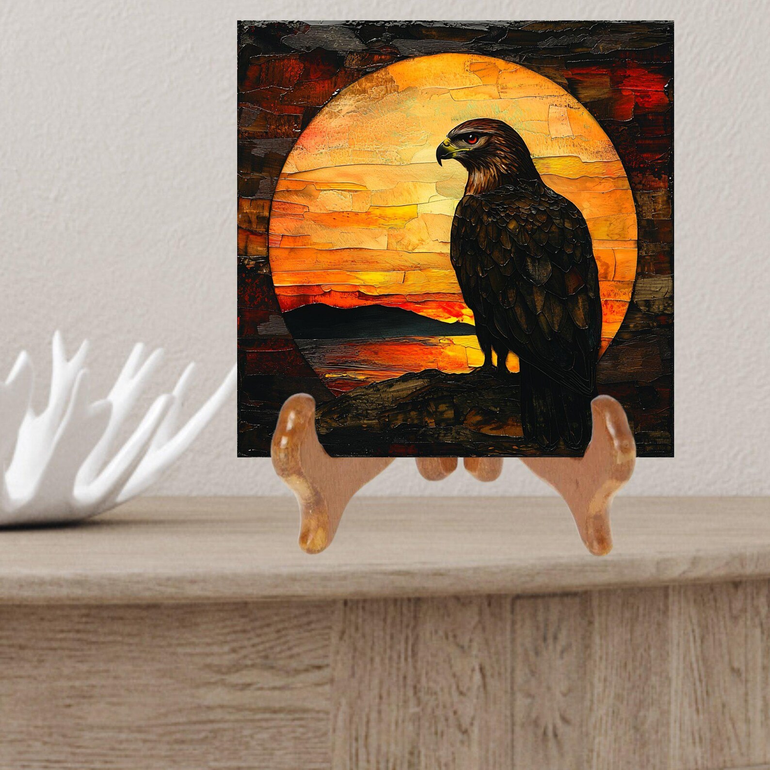Hawk Red-tailed Hawk Outdoorsman Decor Ceramic Art Tile Wall Art for ...