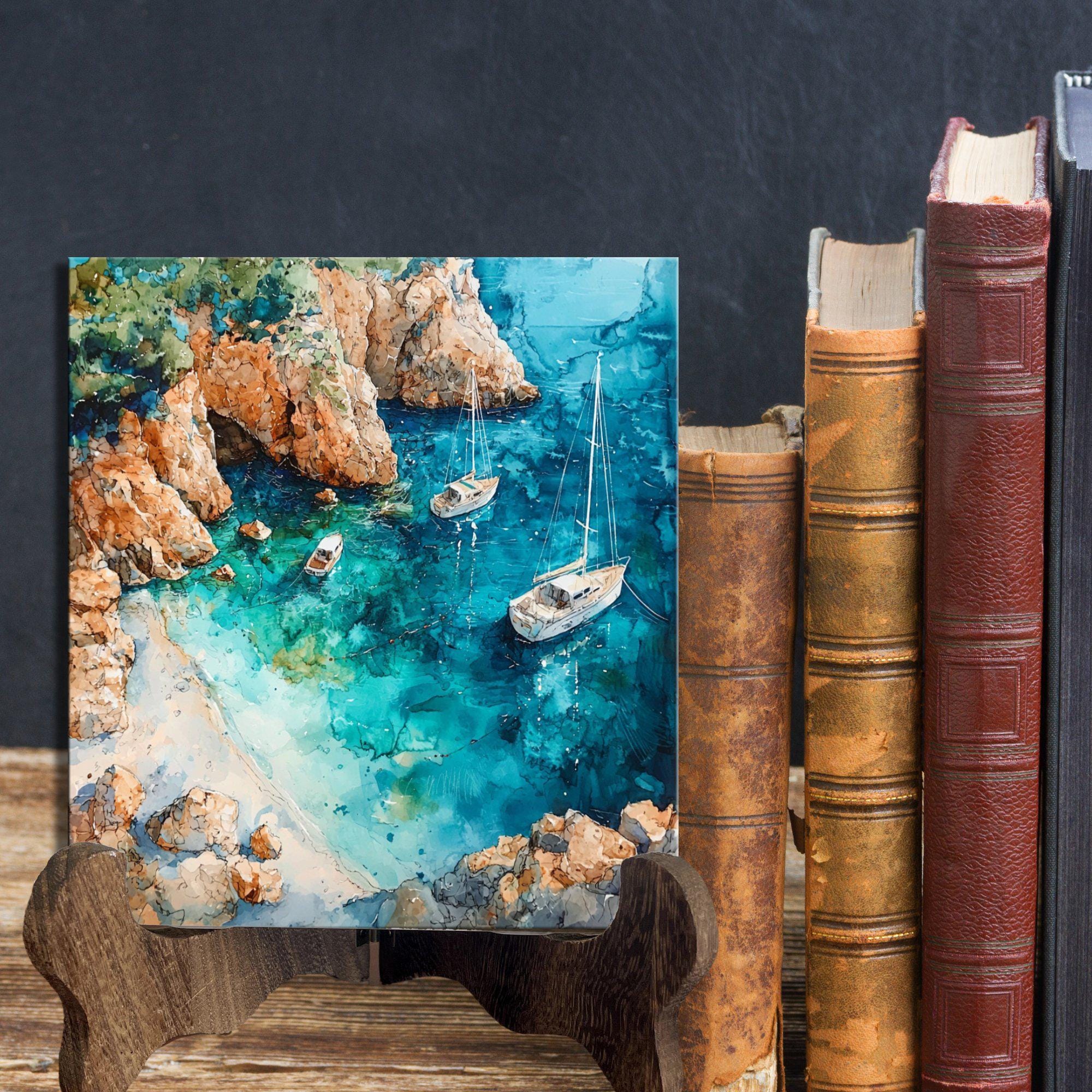 Ibiza Bay Spain Ceramic Art Tile Wall Decor Gift for Spanish Lover ...