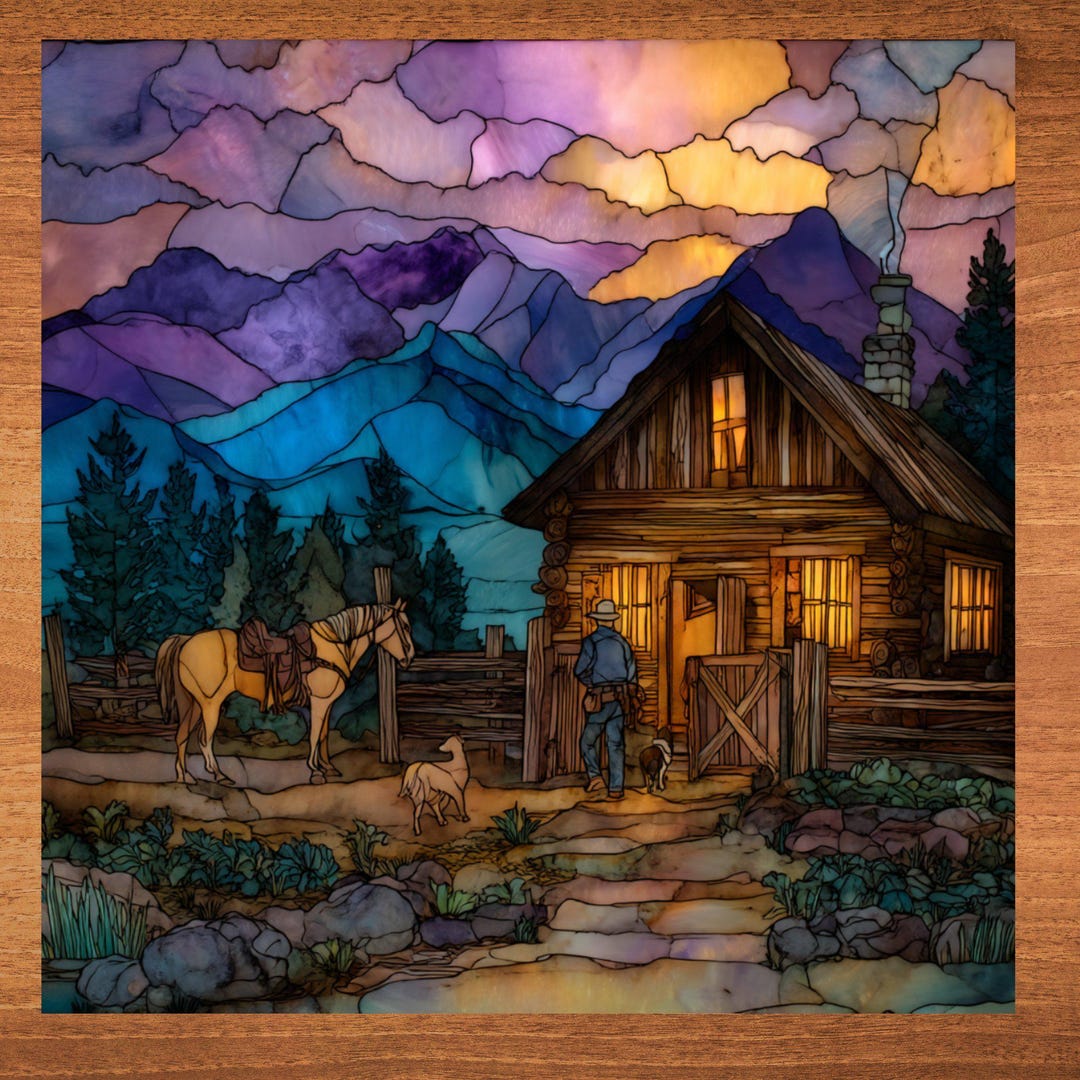 Cowboy Comes Home Western Art Ceramic Fine Art Tile Montana Cowboy ...