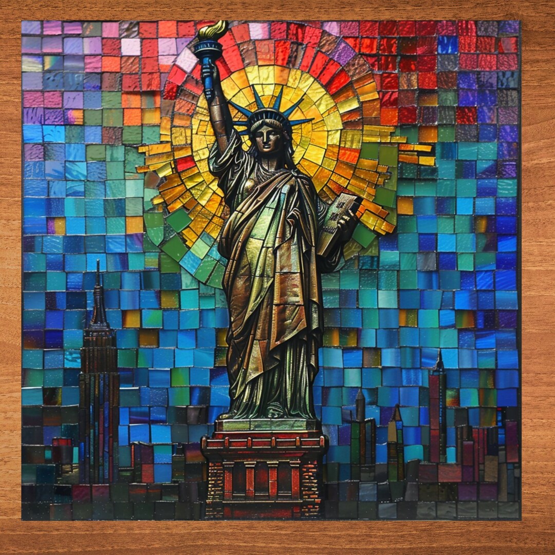 Statue of Liberty Glossy Ceramic Tile Art Gift for Nature Park Lover ...
