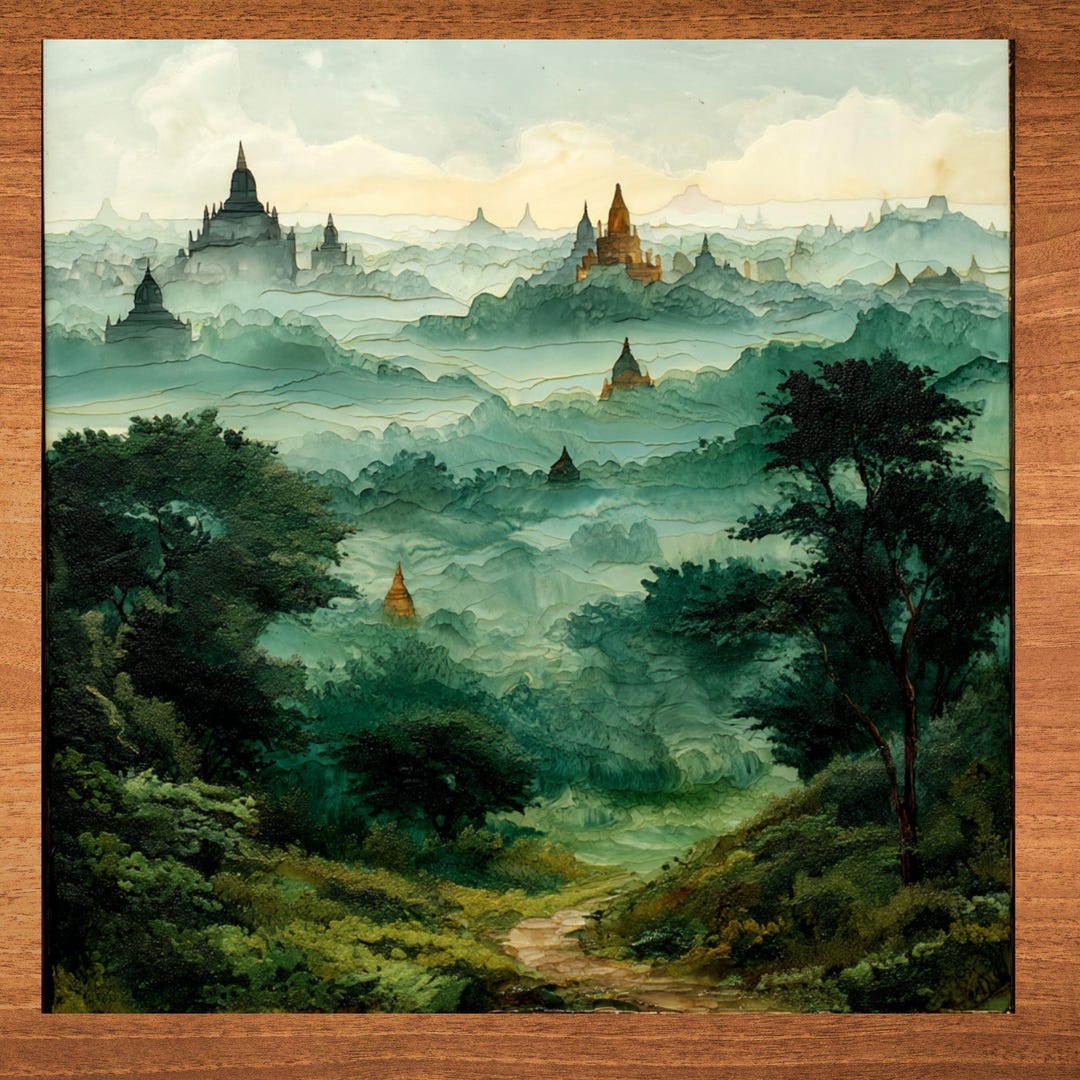 Bagan Myanmar Ceramic Art Tile World Heritage Site Gift for Art Lovers ...