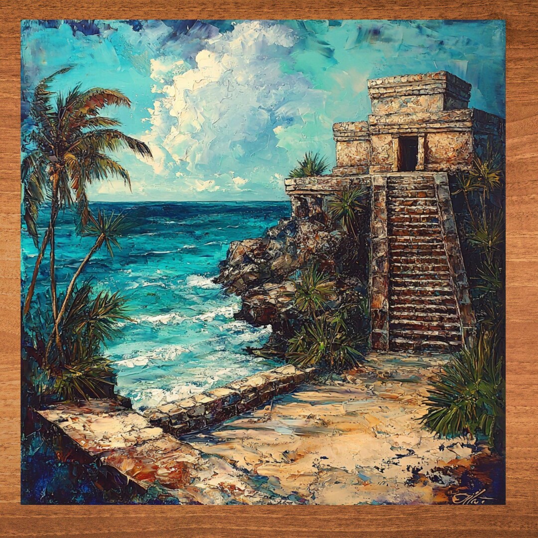 Tulum Ruins Ceramic Art Tile Beautiful Vista Gift for Traveler Nature ...