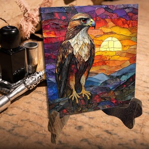 Hawk Red-tailed Hawk Outdoorsman Decor Ceramic Art Tile Wall Art for ...