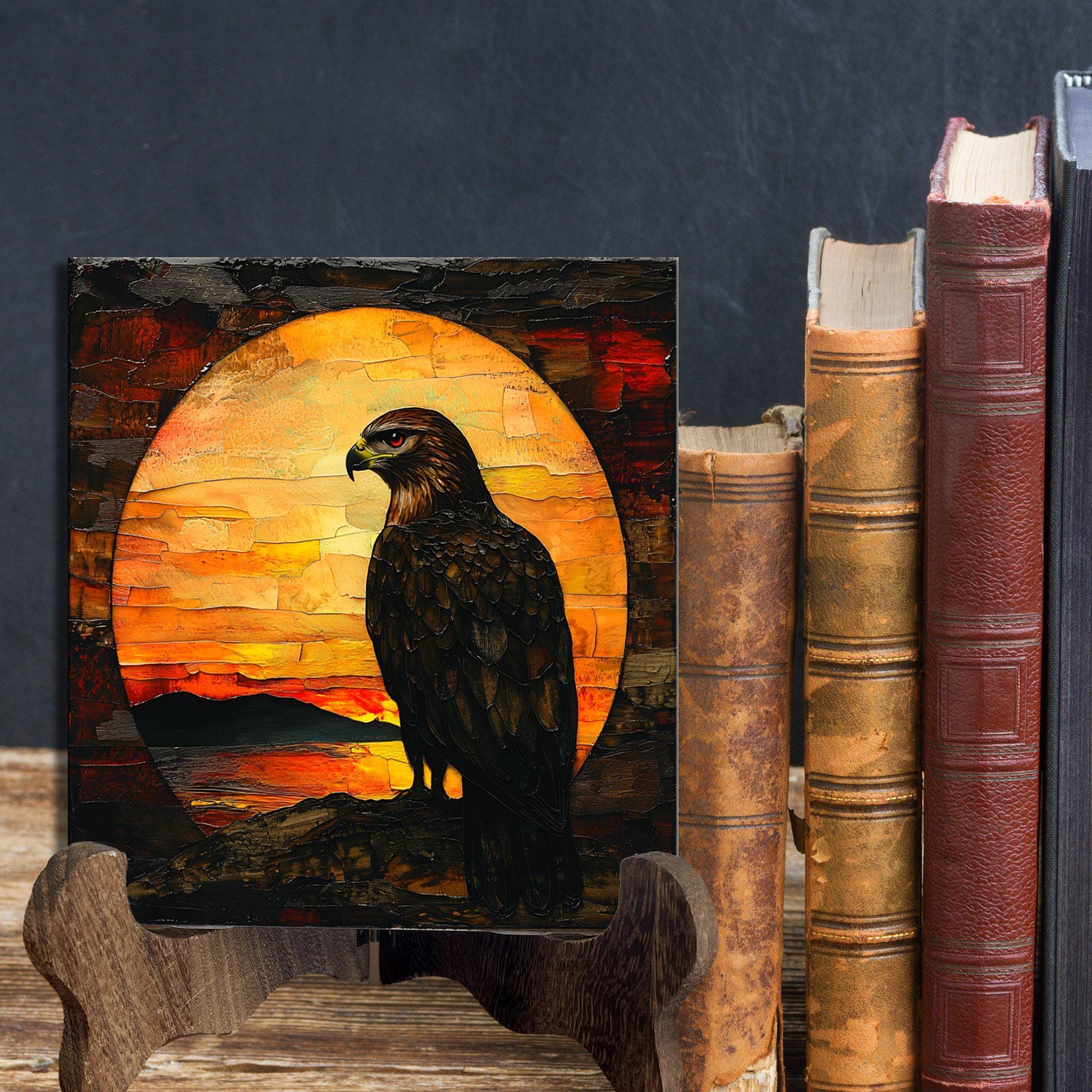 Hawk Red-tailed Hawk Outdoorsman Decor Ceramic Art Tile Wall Art for ...